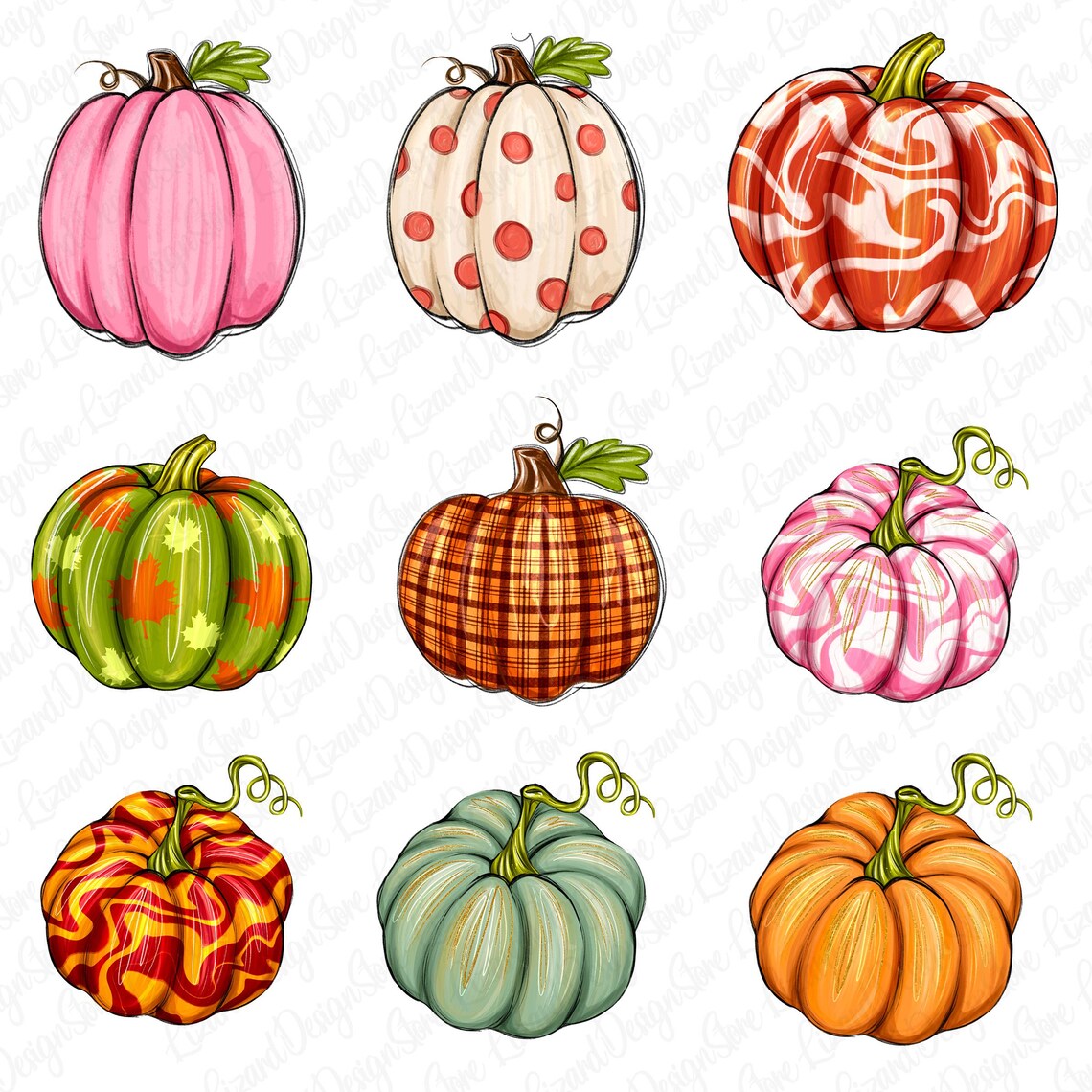 50+ Fall Pumpkins Clipart Bundle, Watercolor Autumn Pumpkin Collection ...