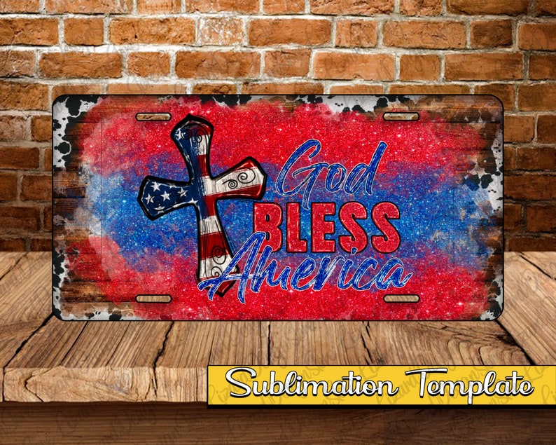 Cross God Bless America License Plate Png God Bless America - Etsy