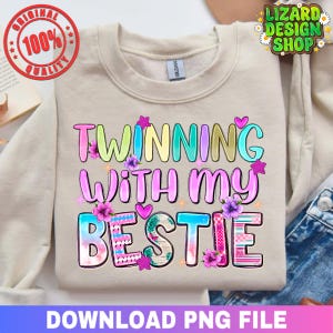 Twinning With My Bestie Png, Funny Bestie Png, Retro, Smiley, Bestie ...