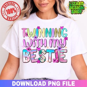 Twinning With My Bestie Png, Funny Bestie Png, Retro, Smiley, Bestie ...