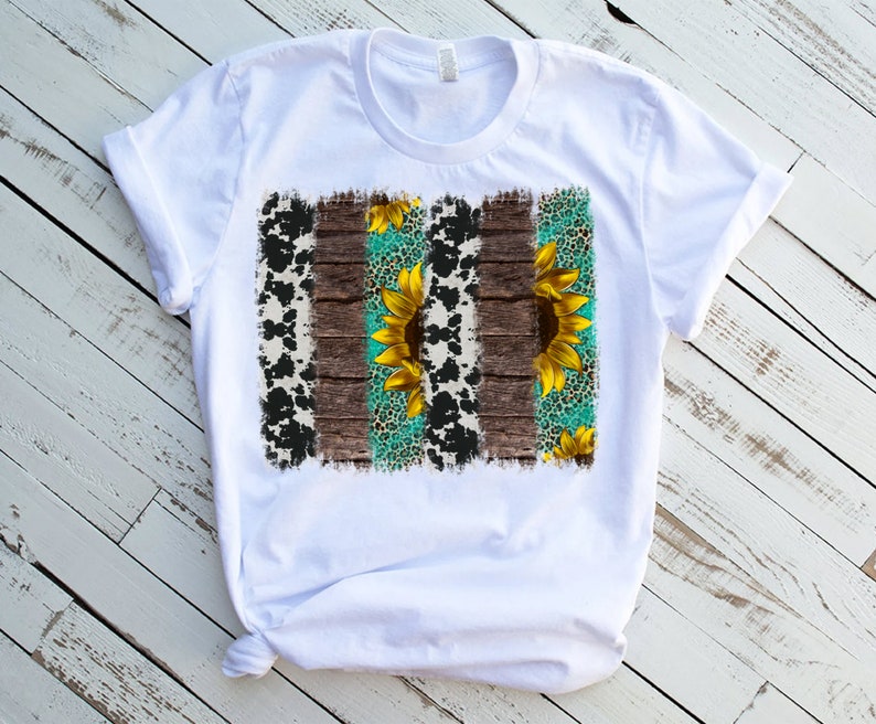 Western Cowhide Leopard Sunflower Background Png Wood Frame - Etsy