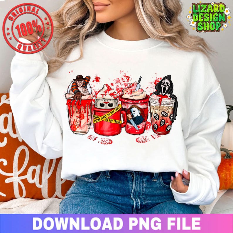 Horror Characters Coffee Cups Png, Coffee Cups Png, Coffee Cups Shirt ...
