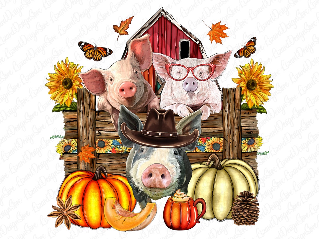 Farm Fall Pigs Png Sublimation Design,fall Png,fall Vibes Png,pumpkins ...