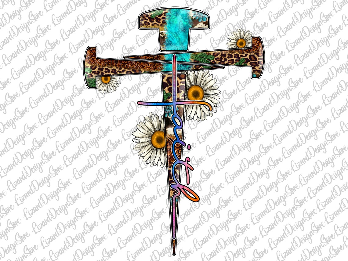 Western Leopard Daisy Cross Png Cross Pngwestern Cross Png - Etsy