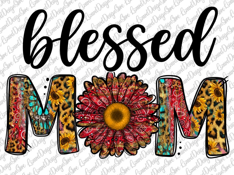 Blessed Mom Png Western Mom Png Mom Png Gemstone Leopard - Etsy