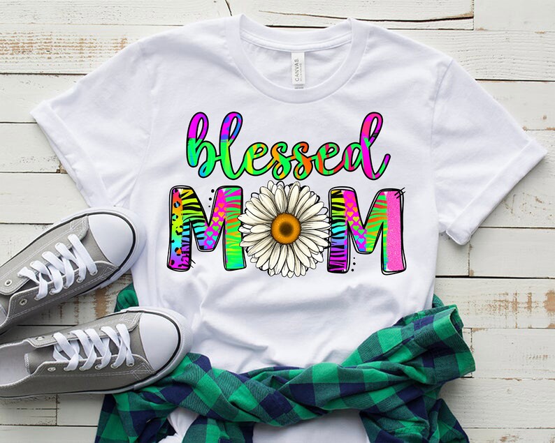Blessed Mom Sublimation File Blessed Mom Png Colorful | Etsy