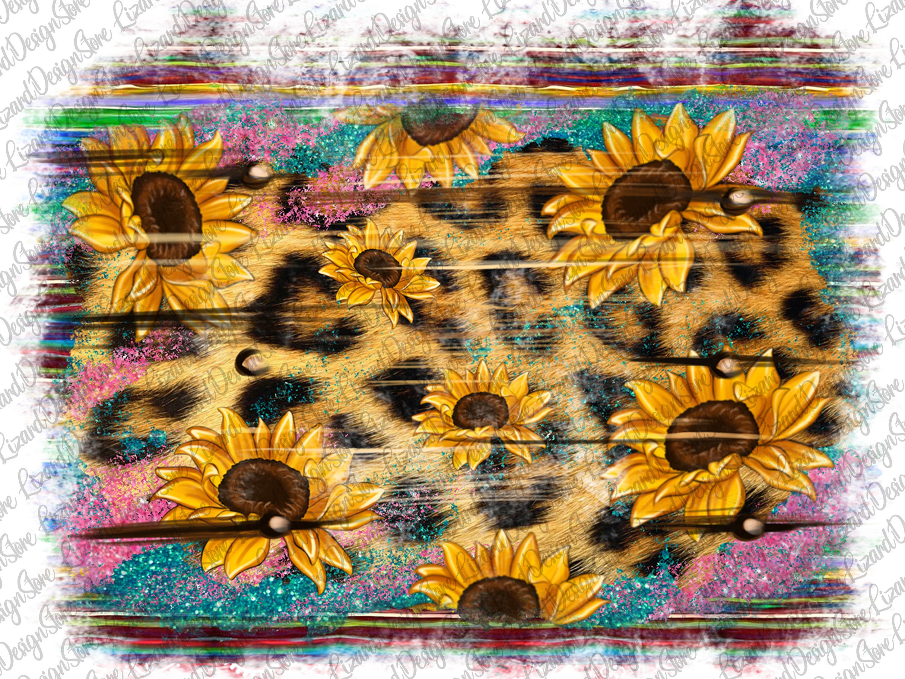 Leopard Sunflowers Backgroundleopard Backgroundbackground | Etsy