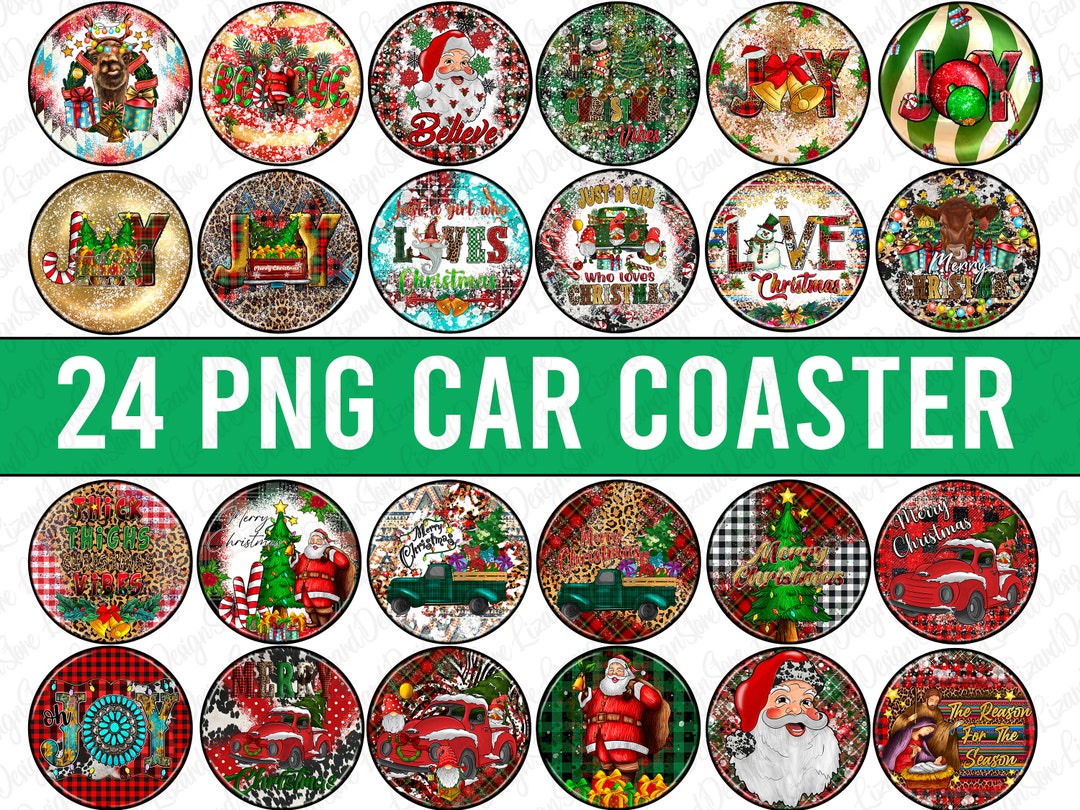 Christmas Car Coaster Png Merry Christmassantacar - Etsy