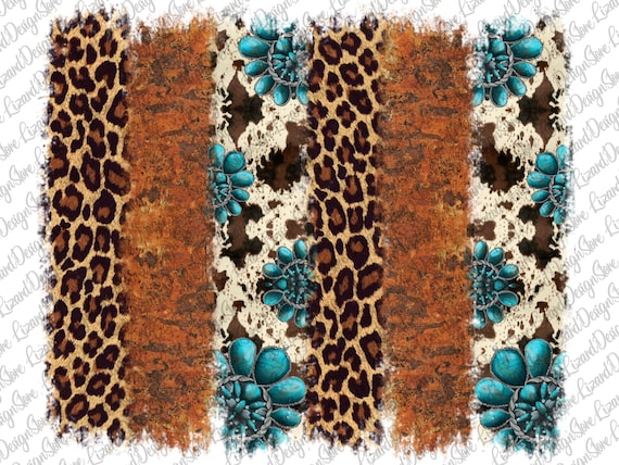 Western Cowhide Turquoise Leopard Gemstone Background Png | Etsy