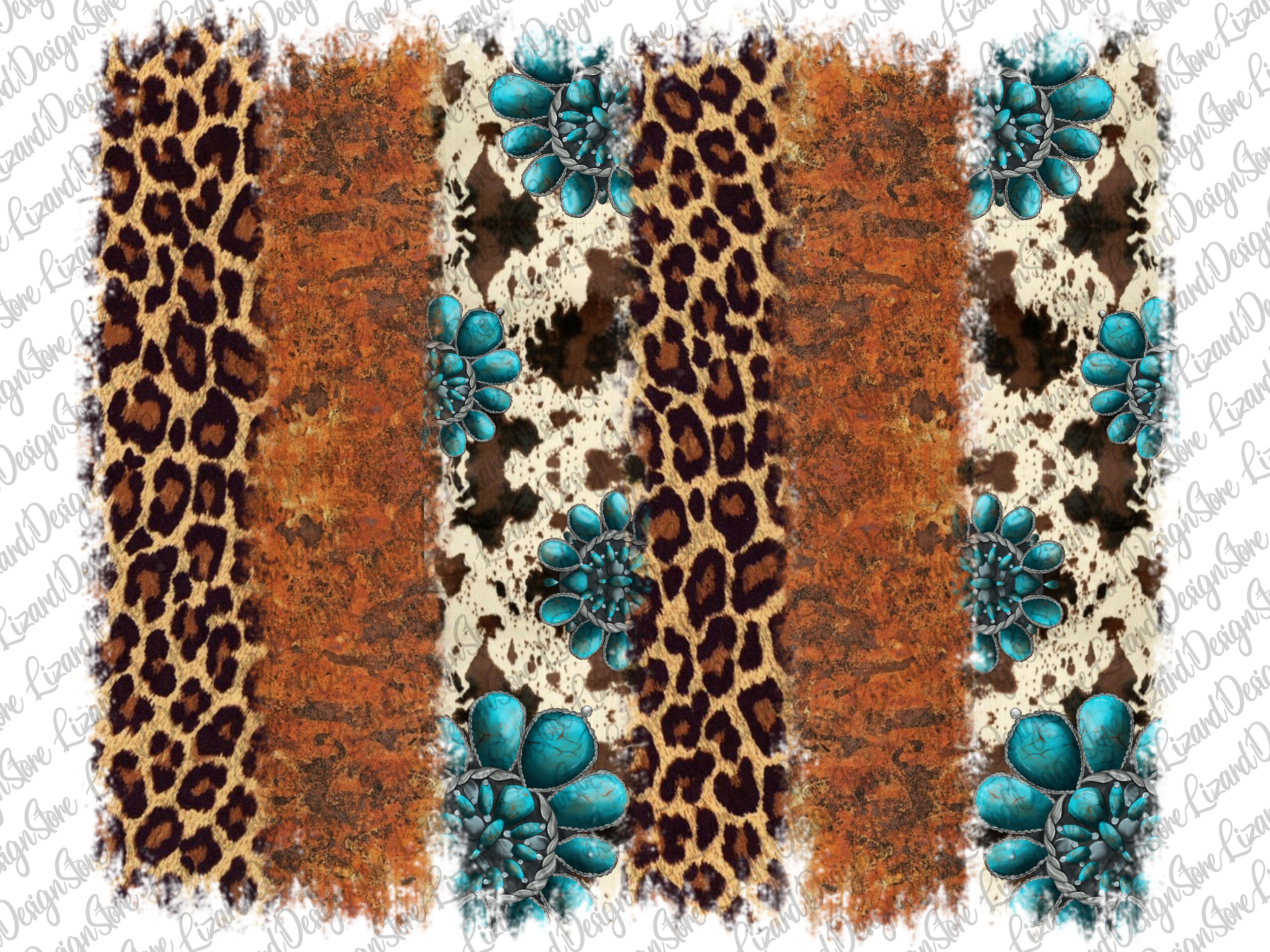 Western Cowhide Turquoise Leopard Gemstone Background Png, Cowhide ...
