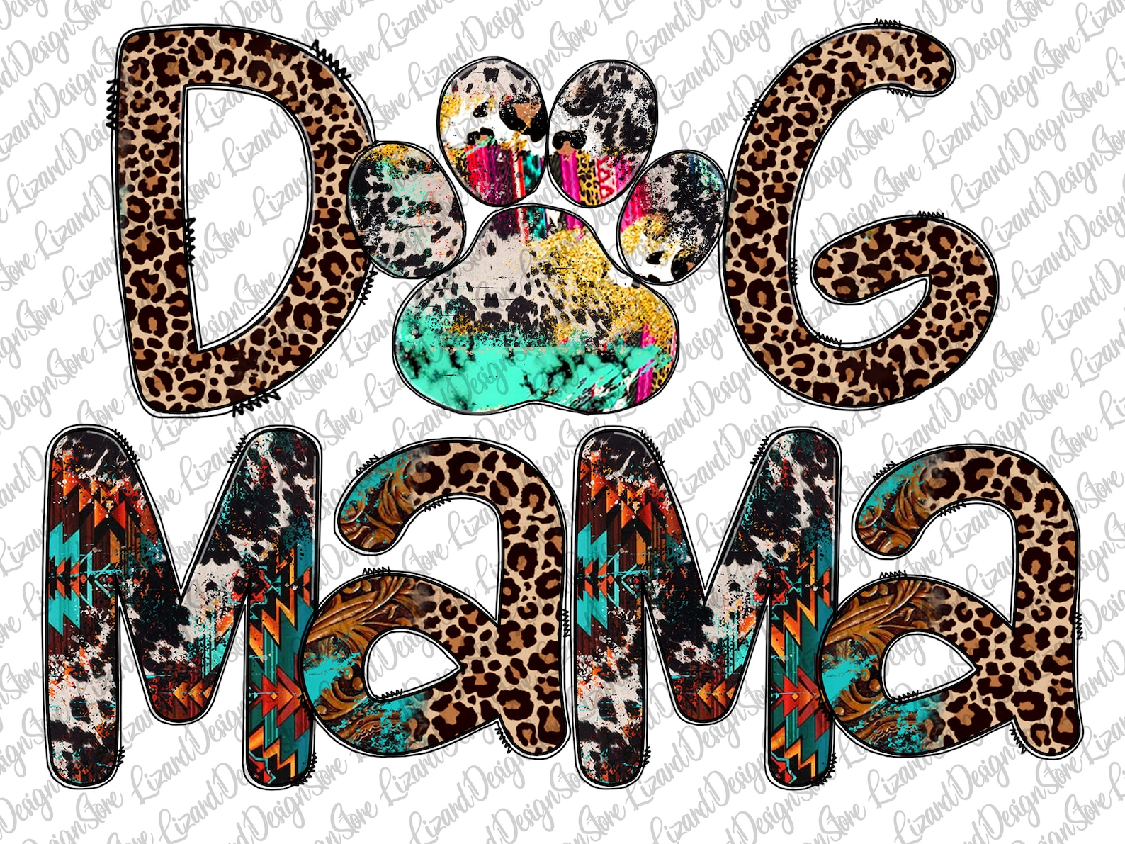 Dog Mama Png File Dog Mom Western Leopard PNG Design | Etsy