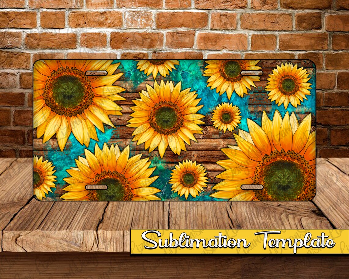 Sunflowers License Plate Png License Plate Sublimation - Etsy