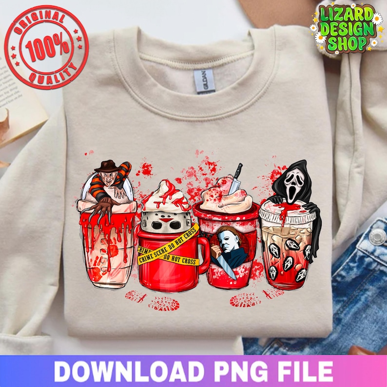 Horror Characters Coffee Cups Png, Coffee Cups Png, Coffee Cups Shirt ...