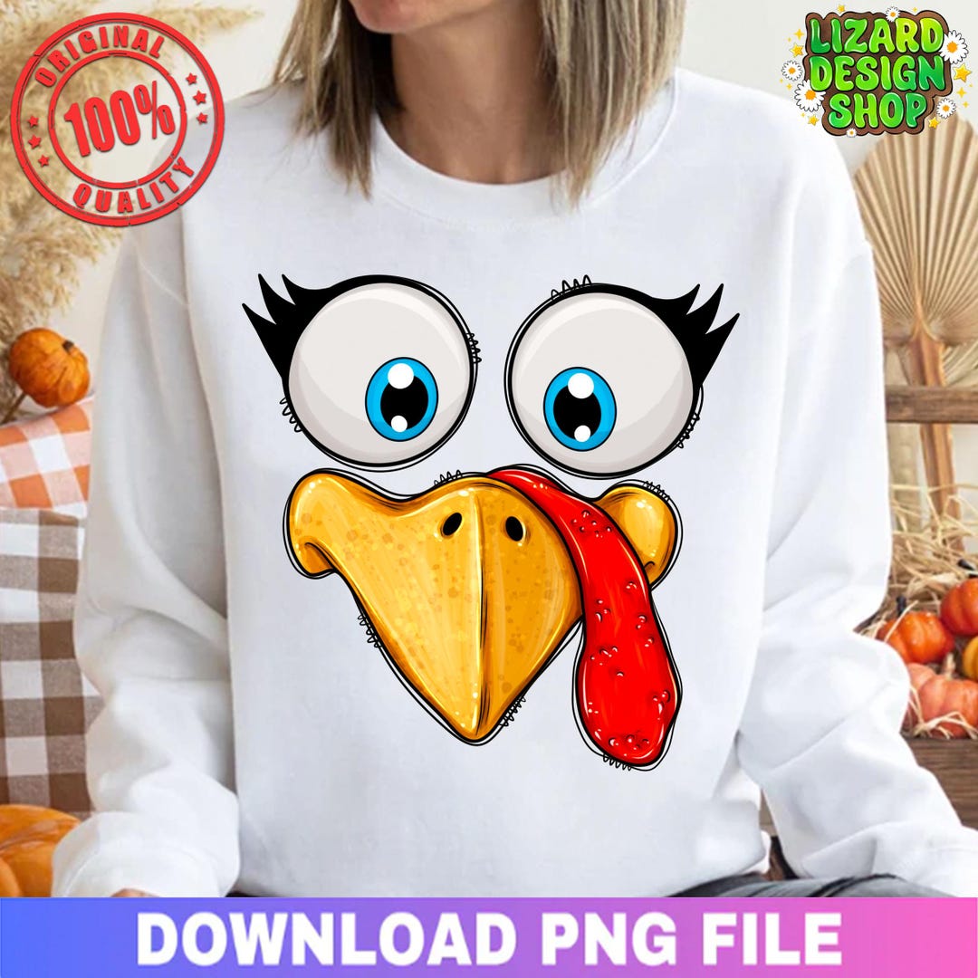 Turkey Face Png, Fall Vibes Png, Cool Turkey Png, Girl Thanksgiving ...