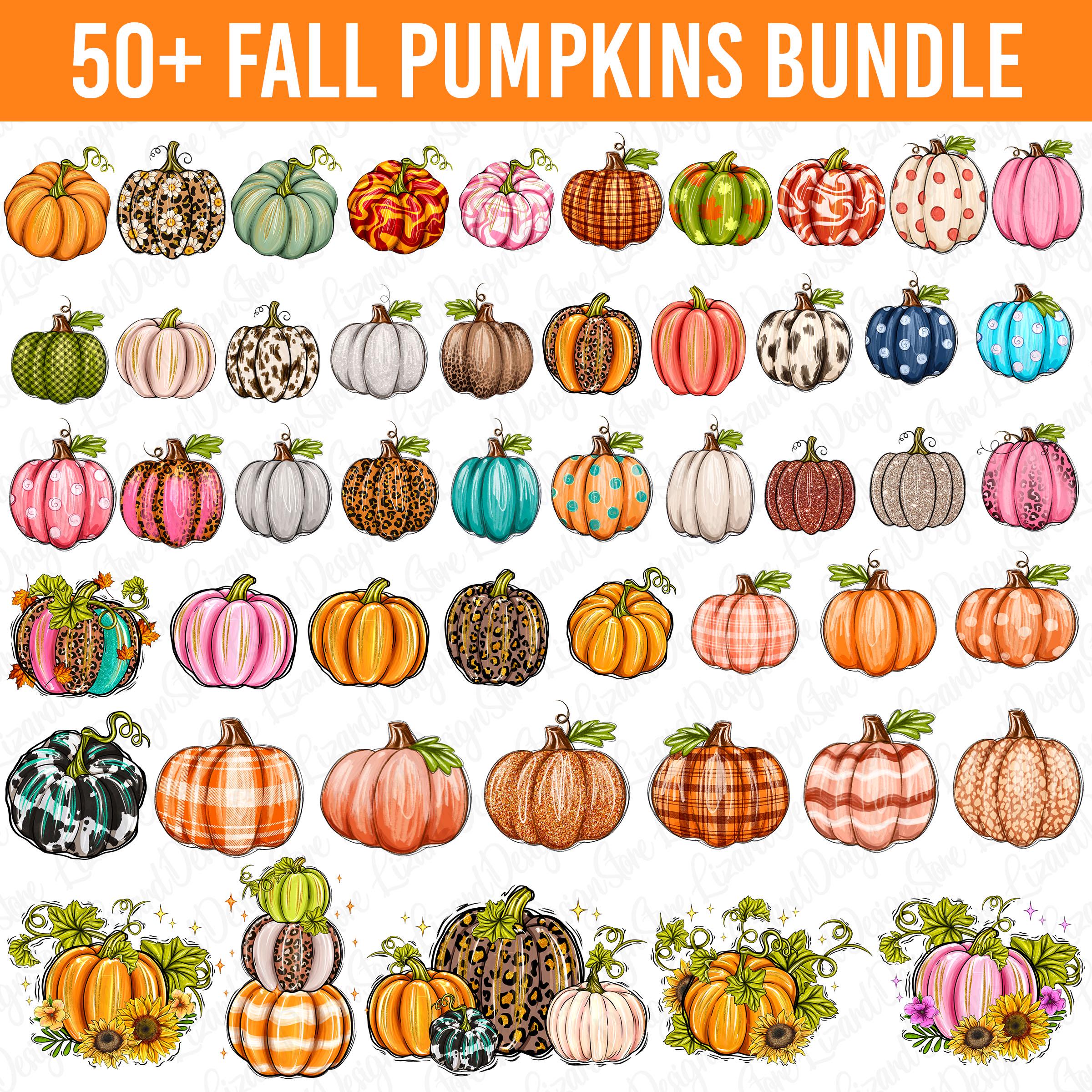 50+ Fall Pumpkins Clipart Bundle, Watercolor Autumn Pumpkin Collection ...