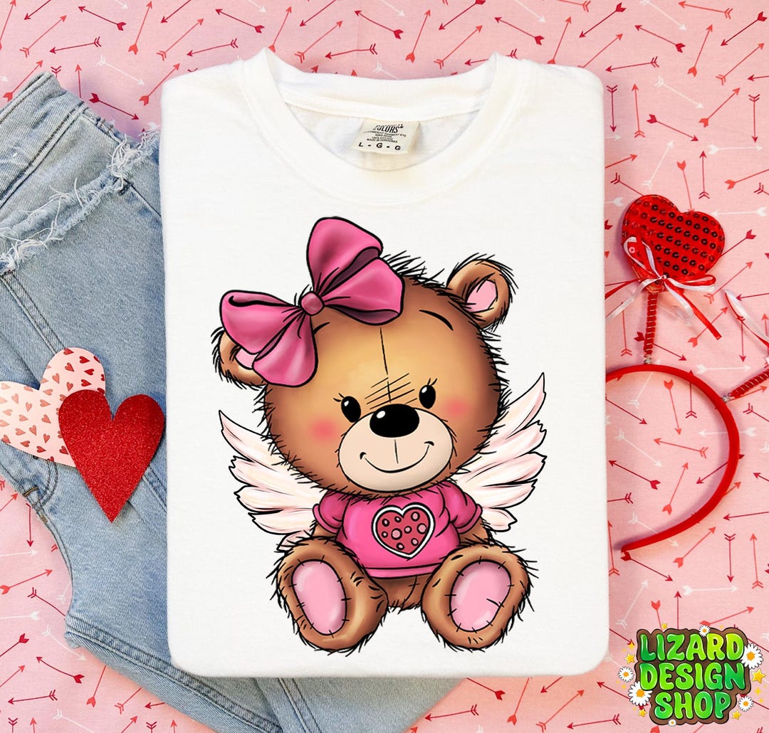 Valentine's Day Bear Clipart PNG, Watercolor Sublimation for T-shirt ...