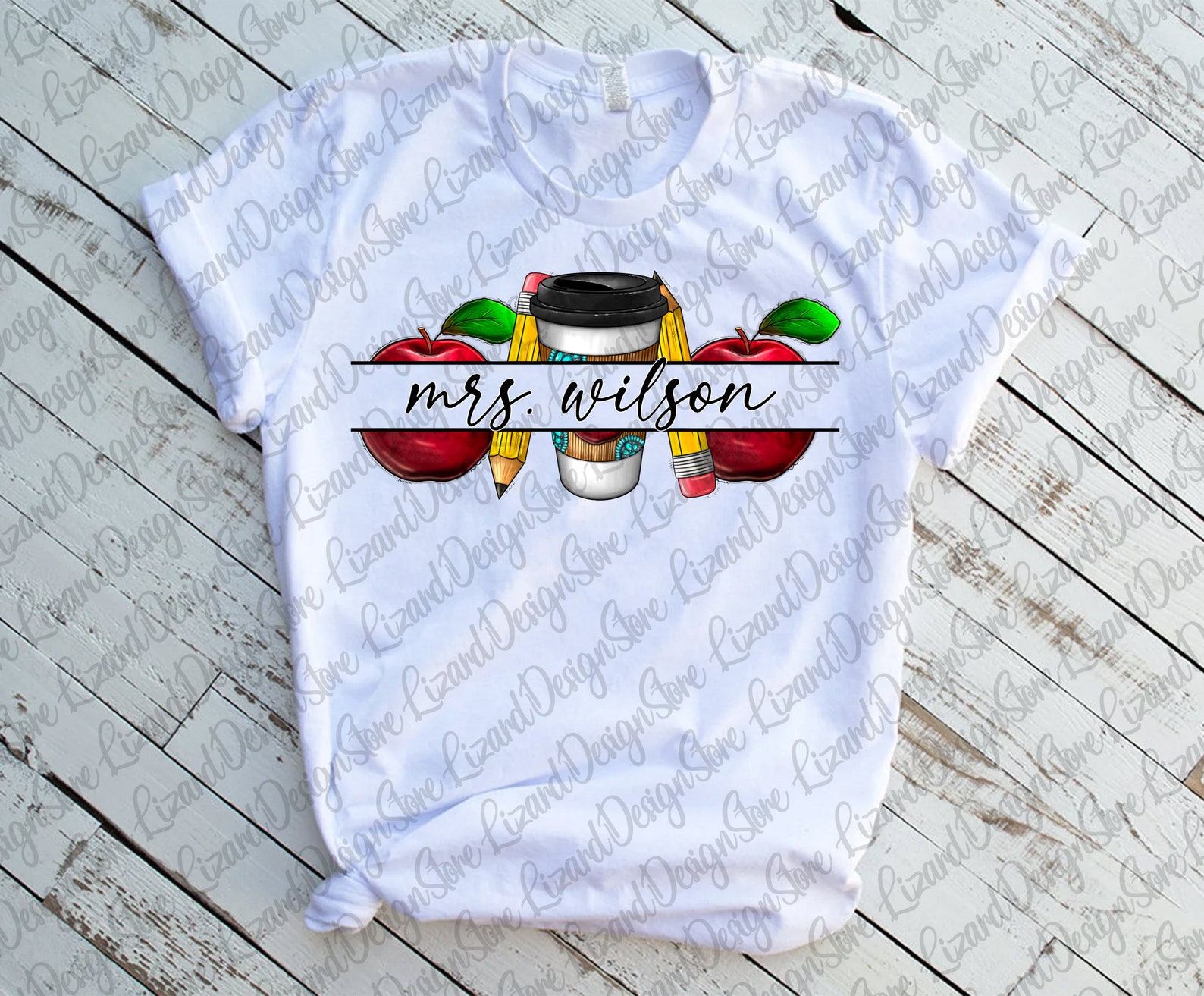 Teacher PNG Teacher Name Frame PNG Pencil Apple Coffee Rule - Etsy