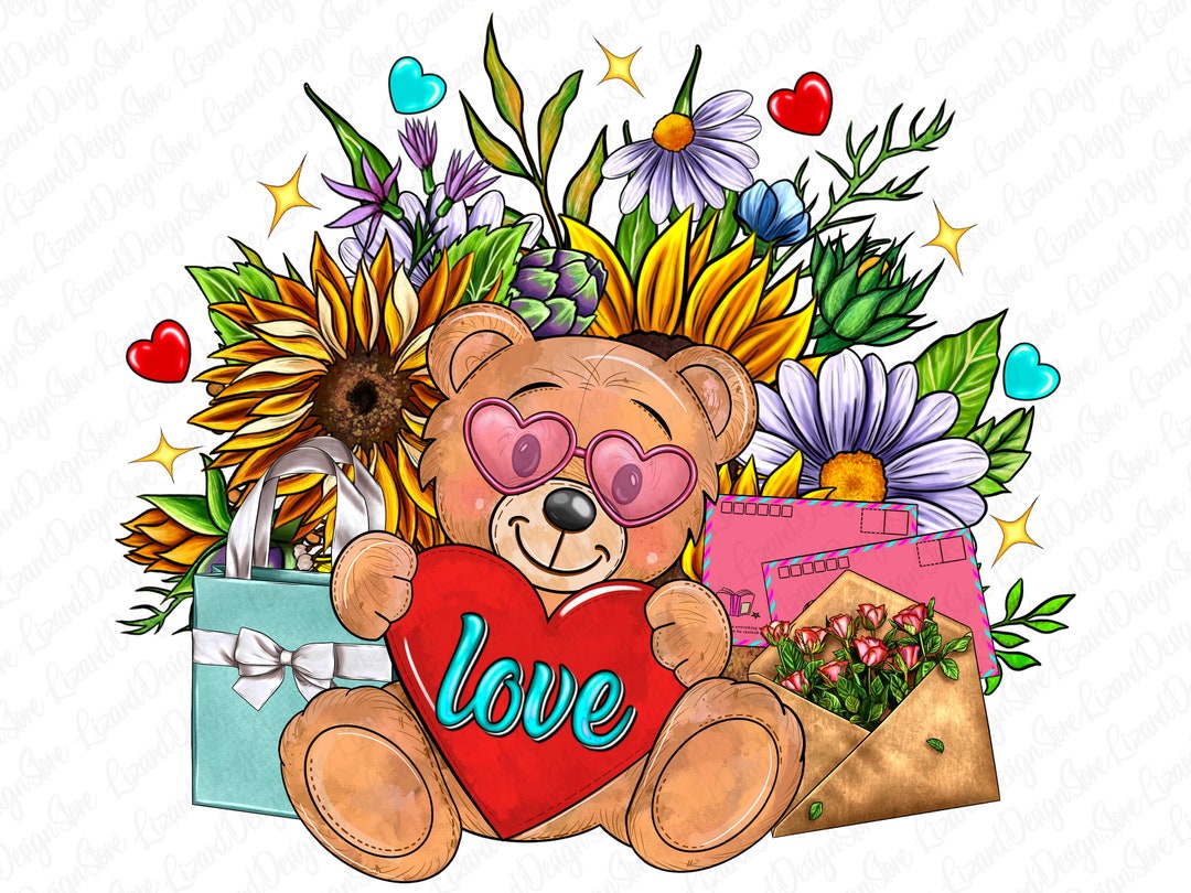 Valentine's Day Bear Png Sublimation Design, Teddy Bear Png, Teddy Bear ...