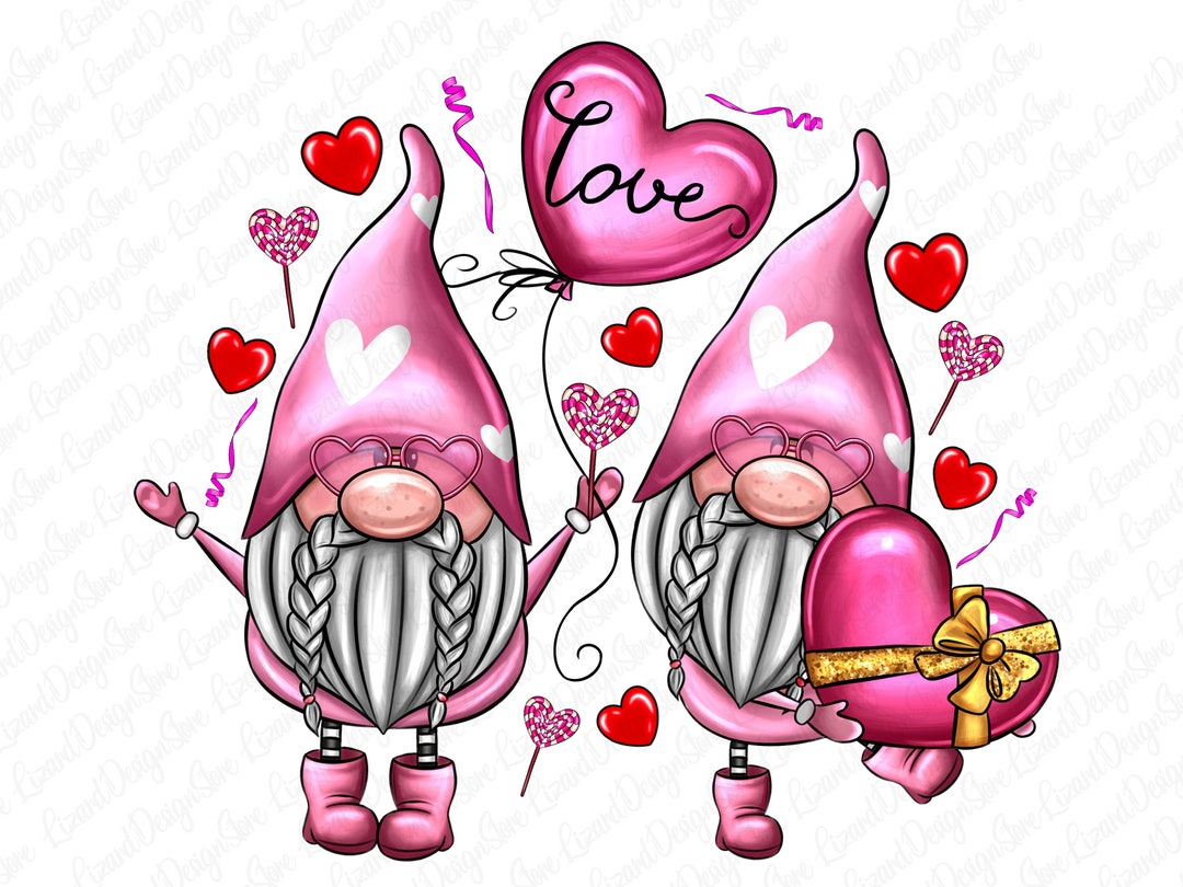 Valentine's Day Pink Gnomies Png Sublimation - Etsy