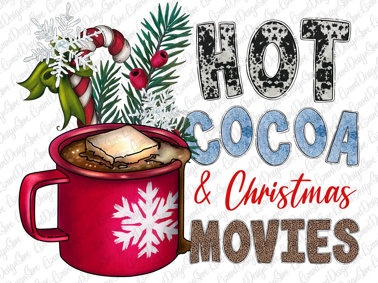 Hot Cocoa and Christmas Movies Png Merry Christmas Western - Etsy