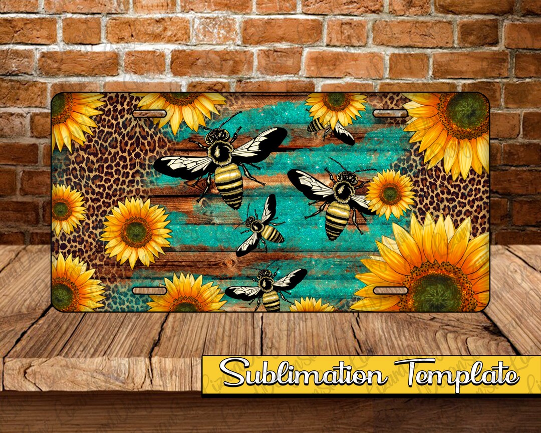Bee License Plate Sublimation Design, Bee Png, Bee License Plate ...