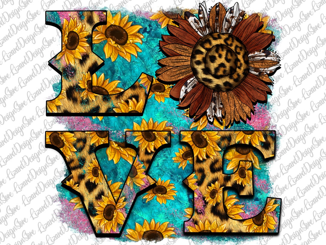 Love Leopard Sunflower Pngwestern Sunflowercowhide Sunflower - Etsy
