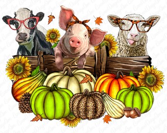 Farm Animals Fall Truck, Farmer Png, Fall Season Png,farm Watercolor ...