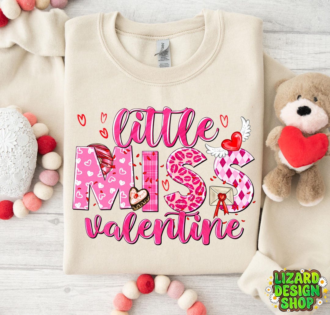 Little Miss Valentine Png, Pink Bow, Retro Valentines Png, Happy ...