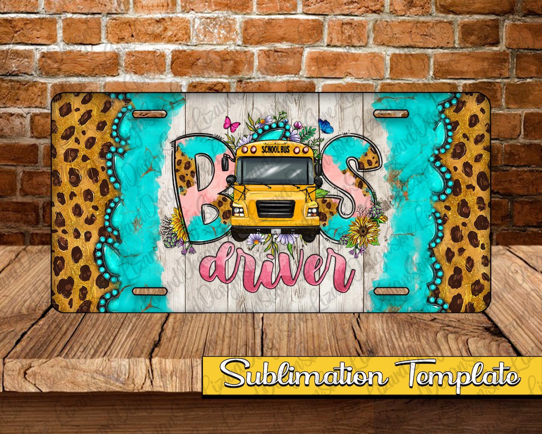 Bus Driver School Bus Cowhide License Plate Png, Bus Driver License ...