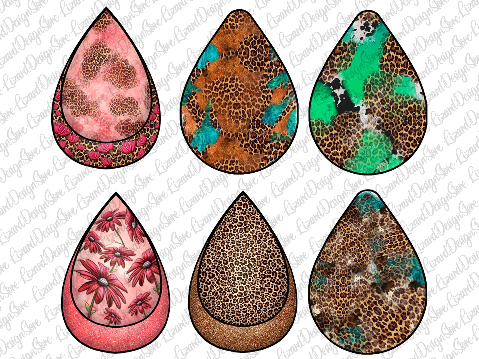 45 Western Tear Drop Earrings Bundle, Digital PNG File, Western ...