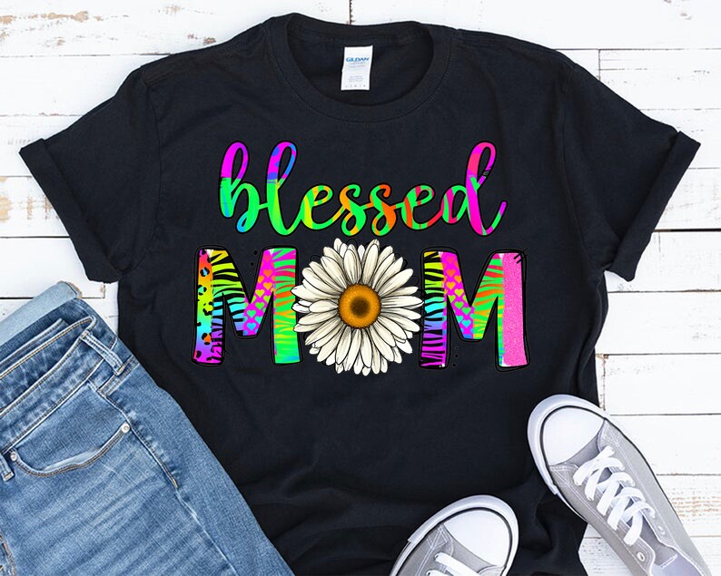 Blessed Mom Sublimation File Blessed Mom Png Colorful | Etsy