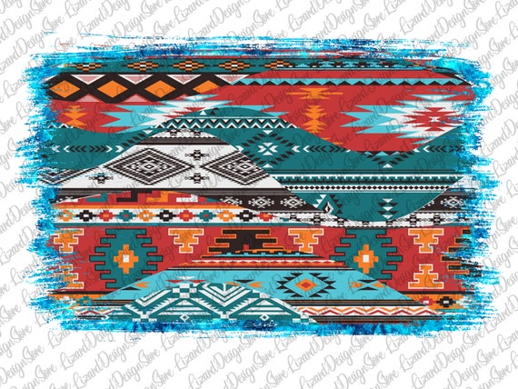Aztec Turqoise Background Png Turqoise Sublimation Png Aztec - Etsy
