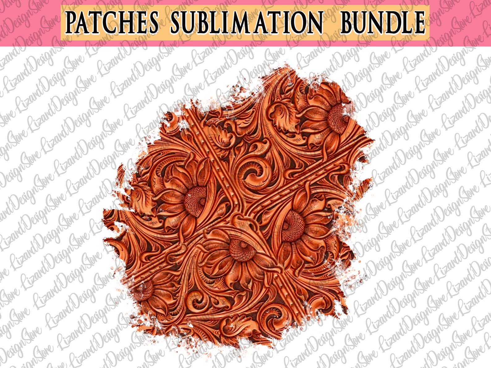 Tooled Leather Patch Png Western Patch Sublimateleather - Etsy