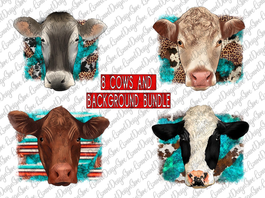Western Cow Bundle Png Sublimation Design Hand Drawn Cow Png - Etsy