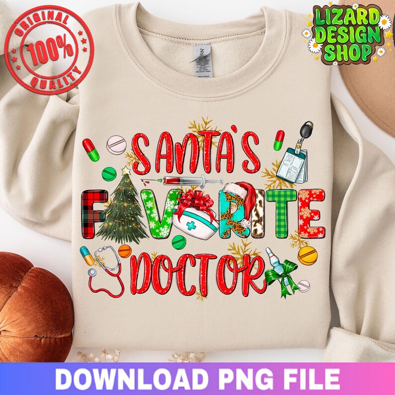Santa's Favorite Doctor Christmas Png Sublimation Design Download ...