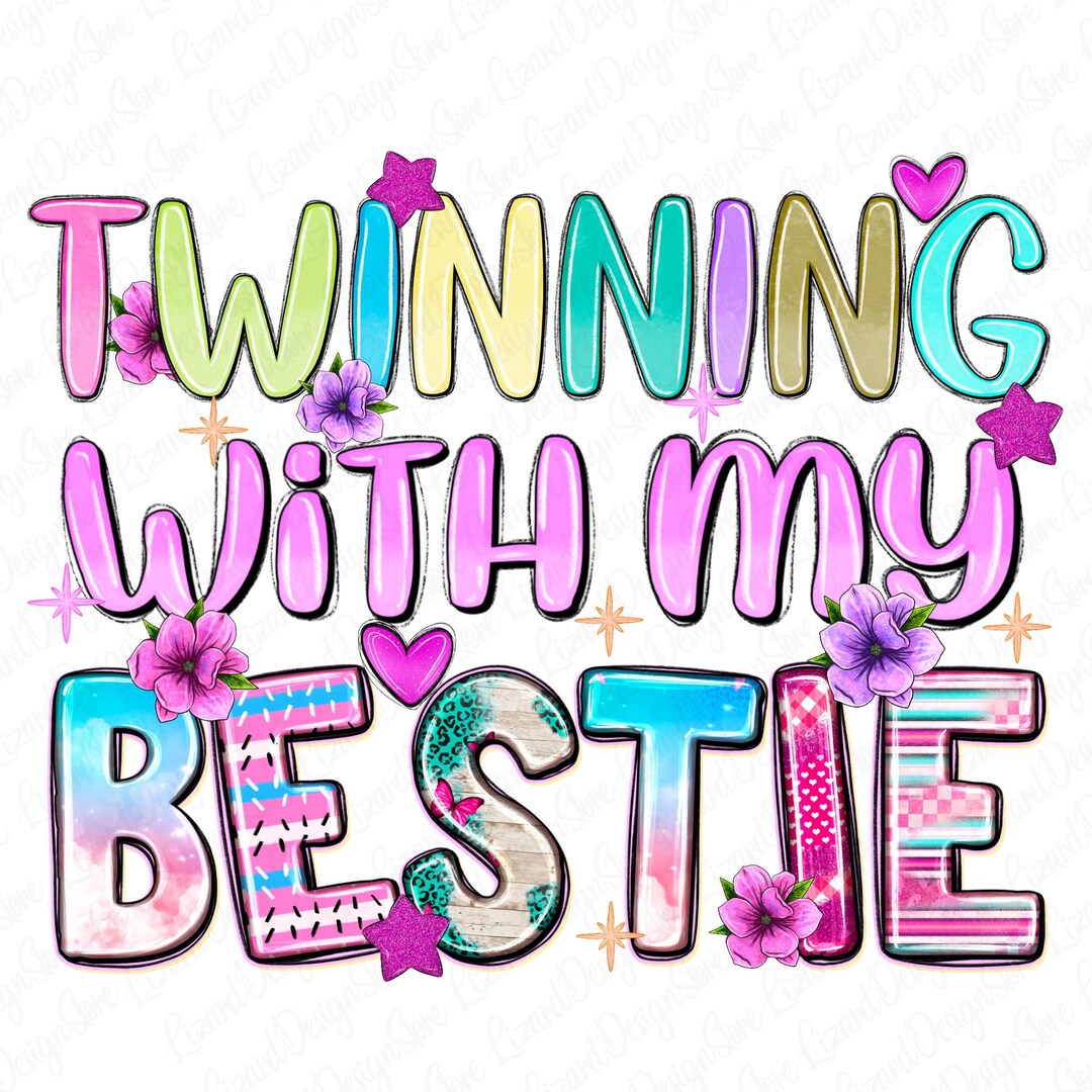 Twinning With My Bestie Png, Funny Bestie Png, Retro, Smiley, Bestie ...