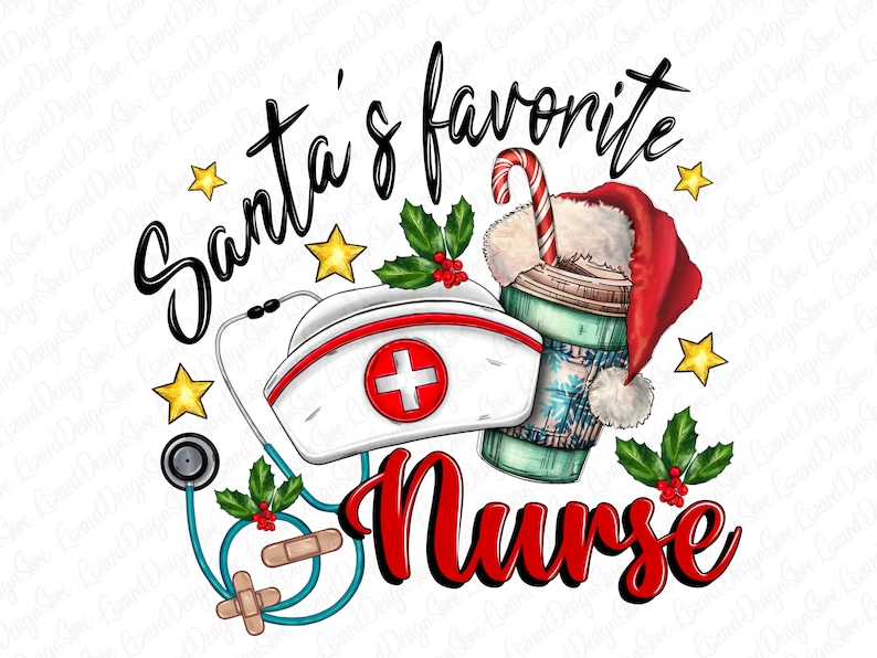 Santa's Favorite Nurse Png Nurse Christmas Png - Etsy