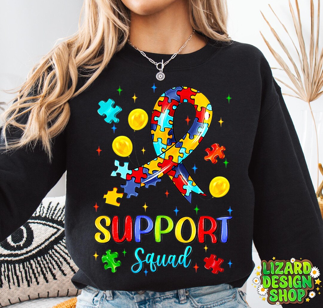 Support Squad Autism Png Sublimation Design Download, Autism Awareness ...