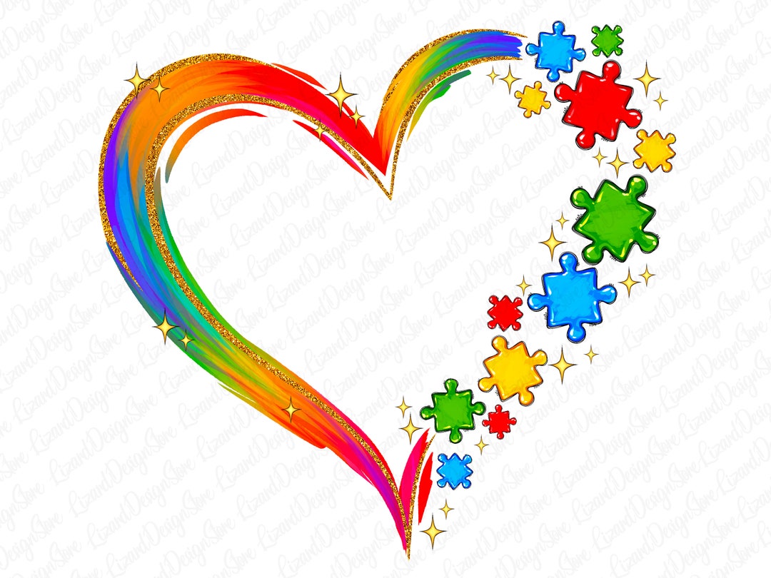 Autism Heart Png Sublimation Design Download, Autism Awareness Png ...