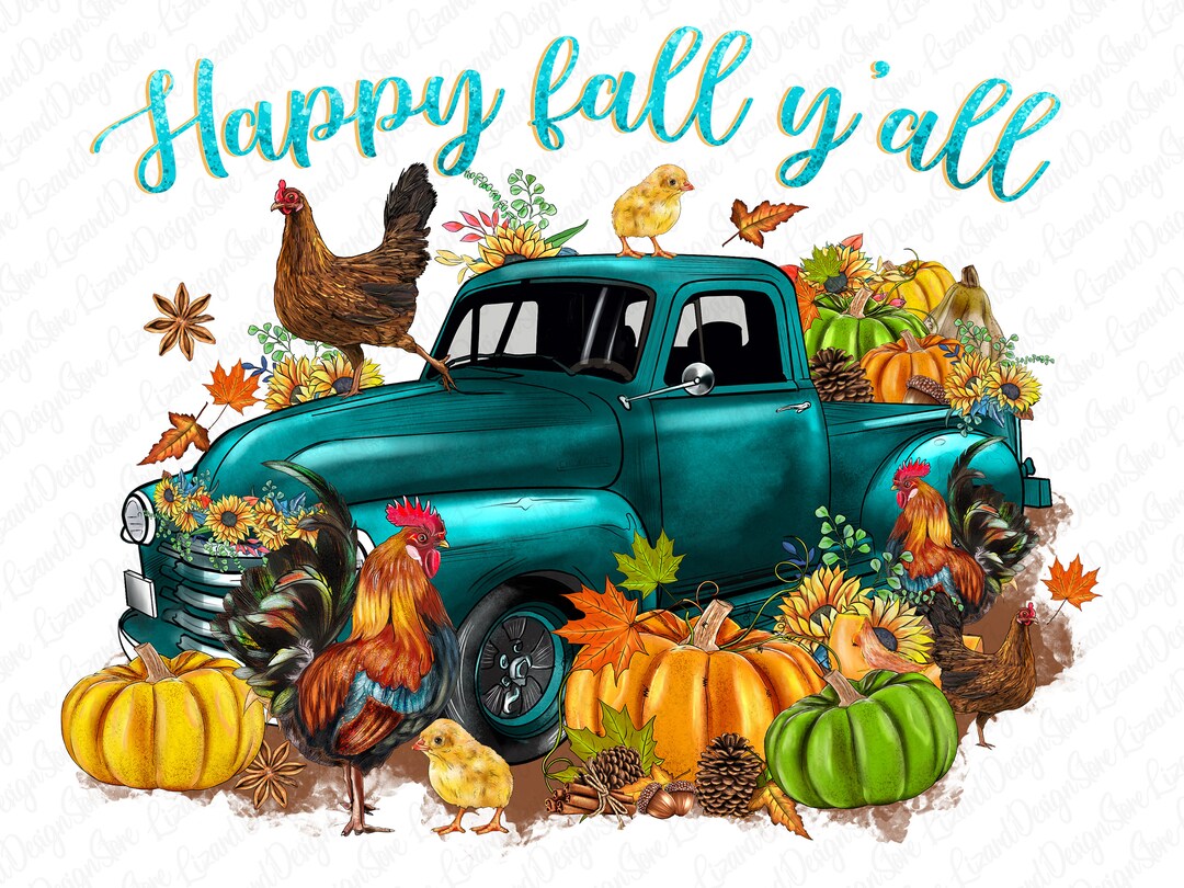 Happy Fall Y'all Truck Png Sublimation Design,fall Truck Png,fall Png ...