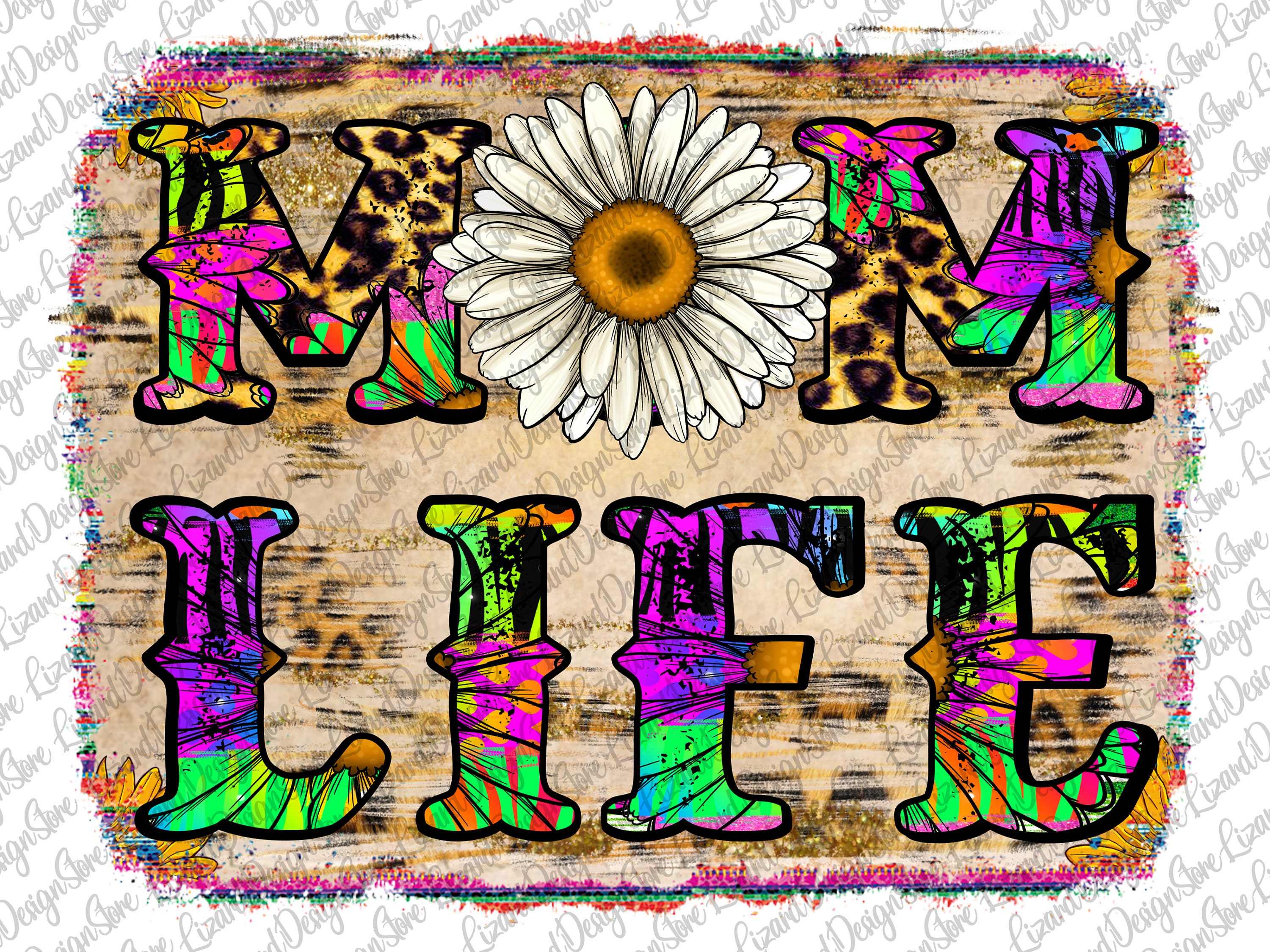 Mom Life 4 Png Bundle Design Leopard Mom Life Sunflower Mom | Etsy