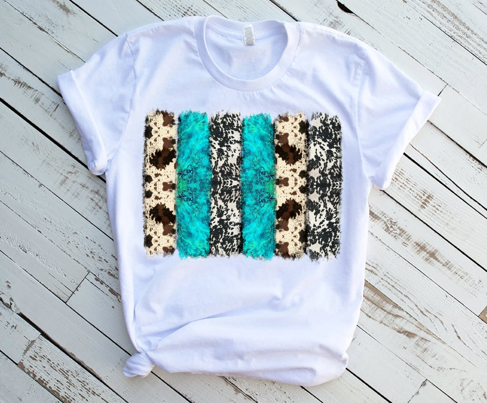 Turquoise Western Cowhide Background Png Cowhide Brush - Etsy