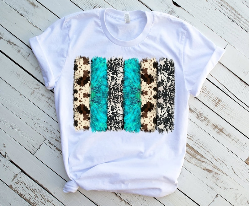 Turquoise Western Cowhide Background Png Cowhide Brush - Etsy