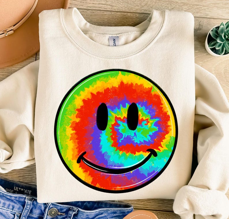 Tie Dye Smiley Png, Distressed Happy Face, Retro Graphic, Sublimation ...