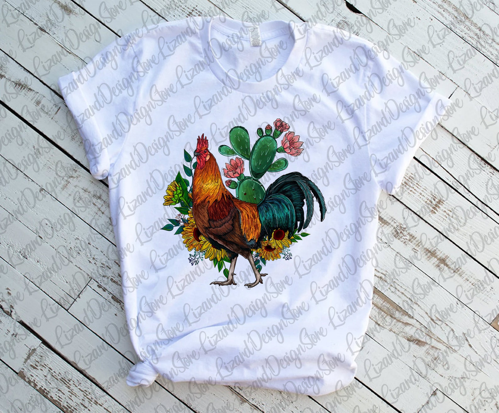 Western Rooster Sublimation Png Rooster With Sunflowers Png - Etsy