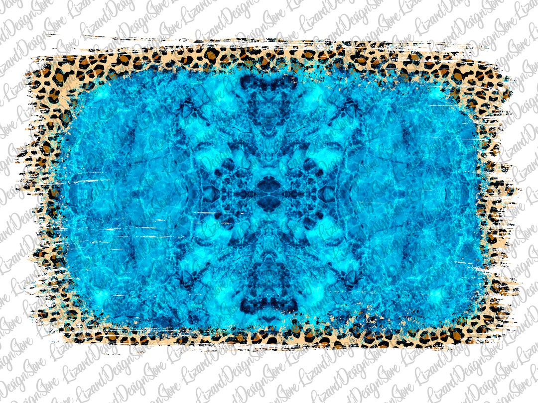 Leopard Turqoise Background Png Turquoise Cowhide Leopard - Etsy
