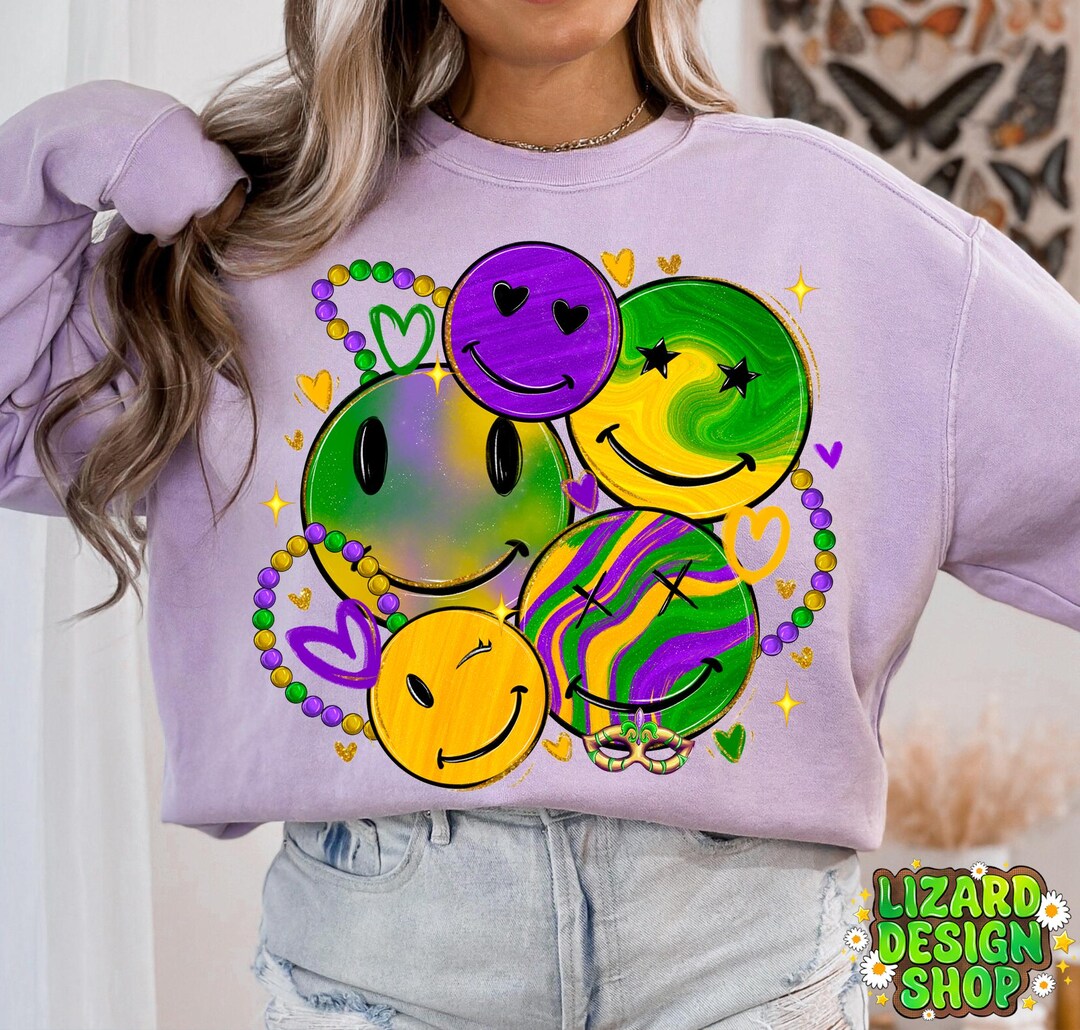 Mardi Gras Smiley Face Faux Sequin PNG, Fleur De Lis Glitter, Mardi ...