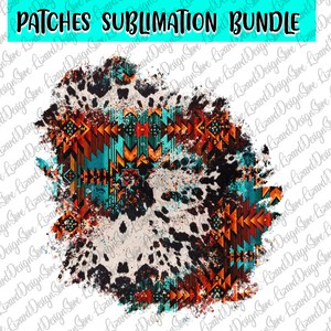 Aztec Cowhide PNG Patch Bundle Sublimation Design, Cowhide Patches ...