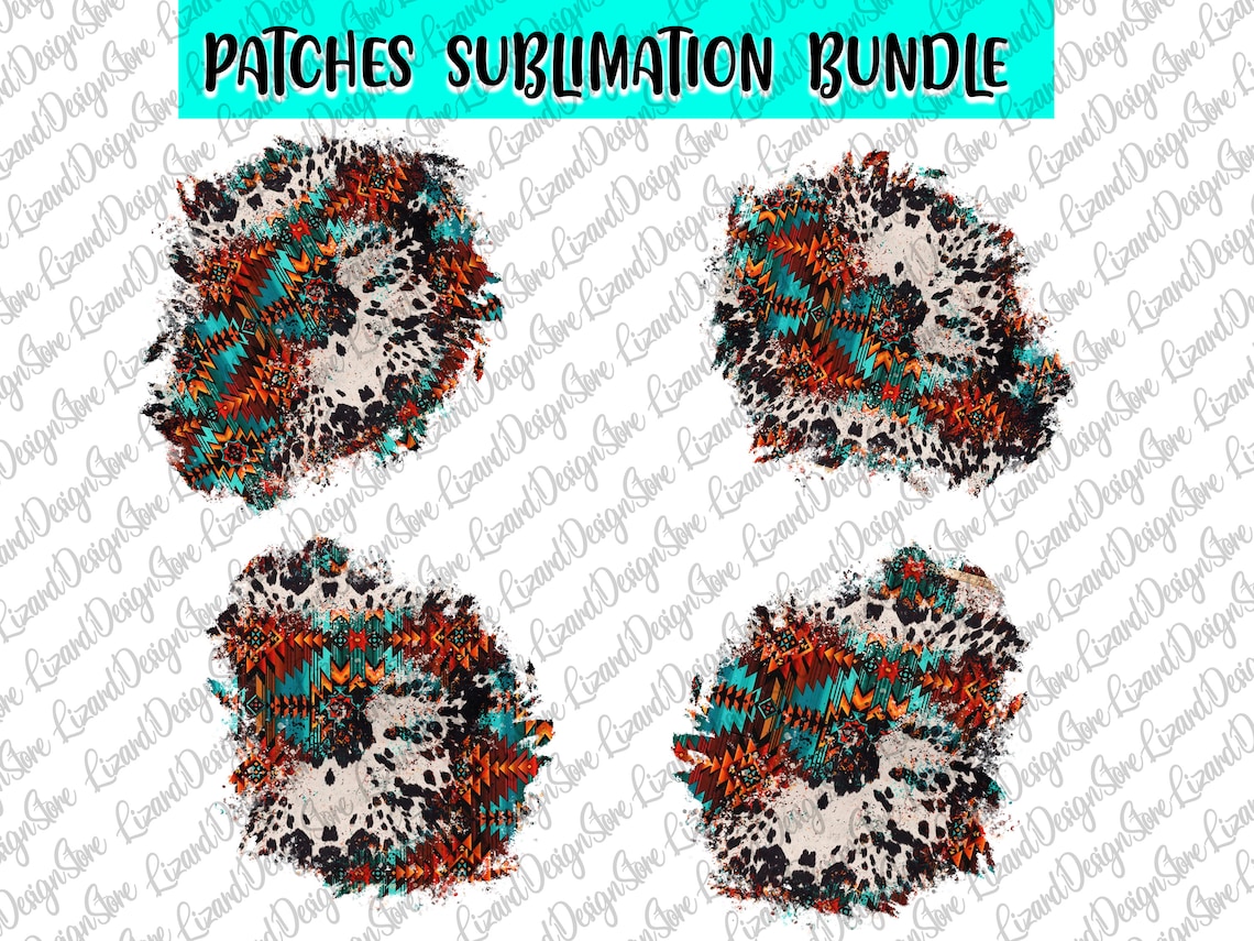 Aztec Cowhide PNG Patch Bundle Sublimation Design, Cowhide Patches ...