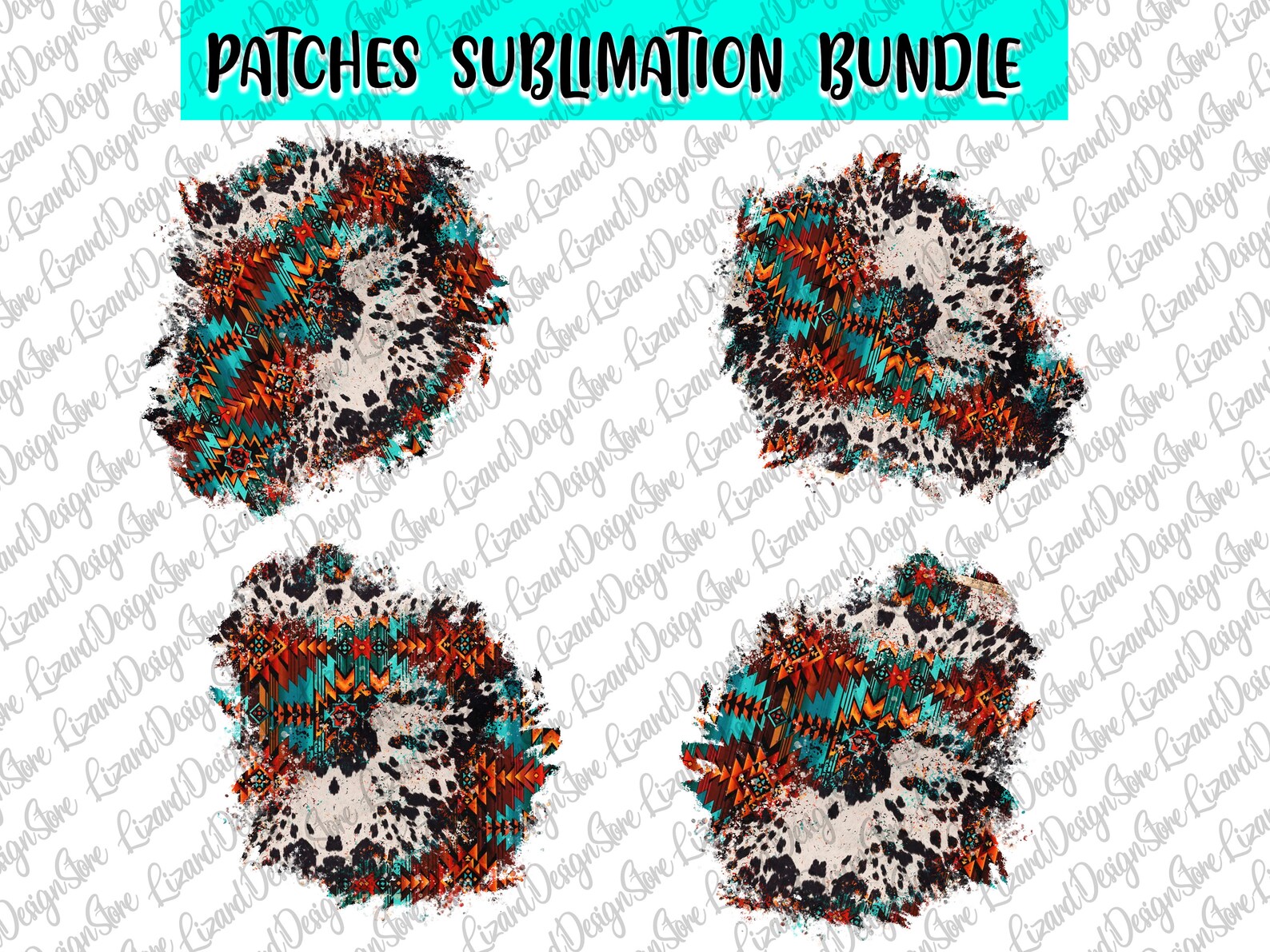 Aztec Cowhide PNG Patch Bundle Sublimation Design, Cowhide Patches ...